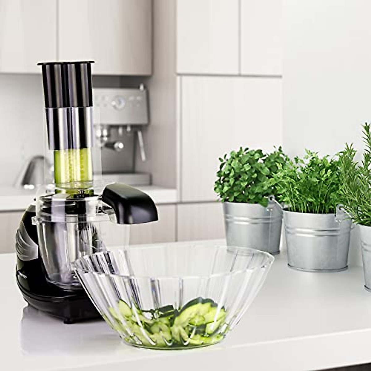 OVENTE Mini Electric Food Processor and Salad Vegetable Shake Mixer 1.5 Cup With Stainless Steel Blades Grater Slicer Chopper Juicer blenders and Emulsify Accessories Black PF1007B