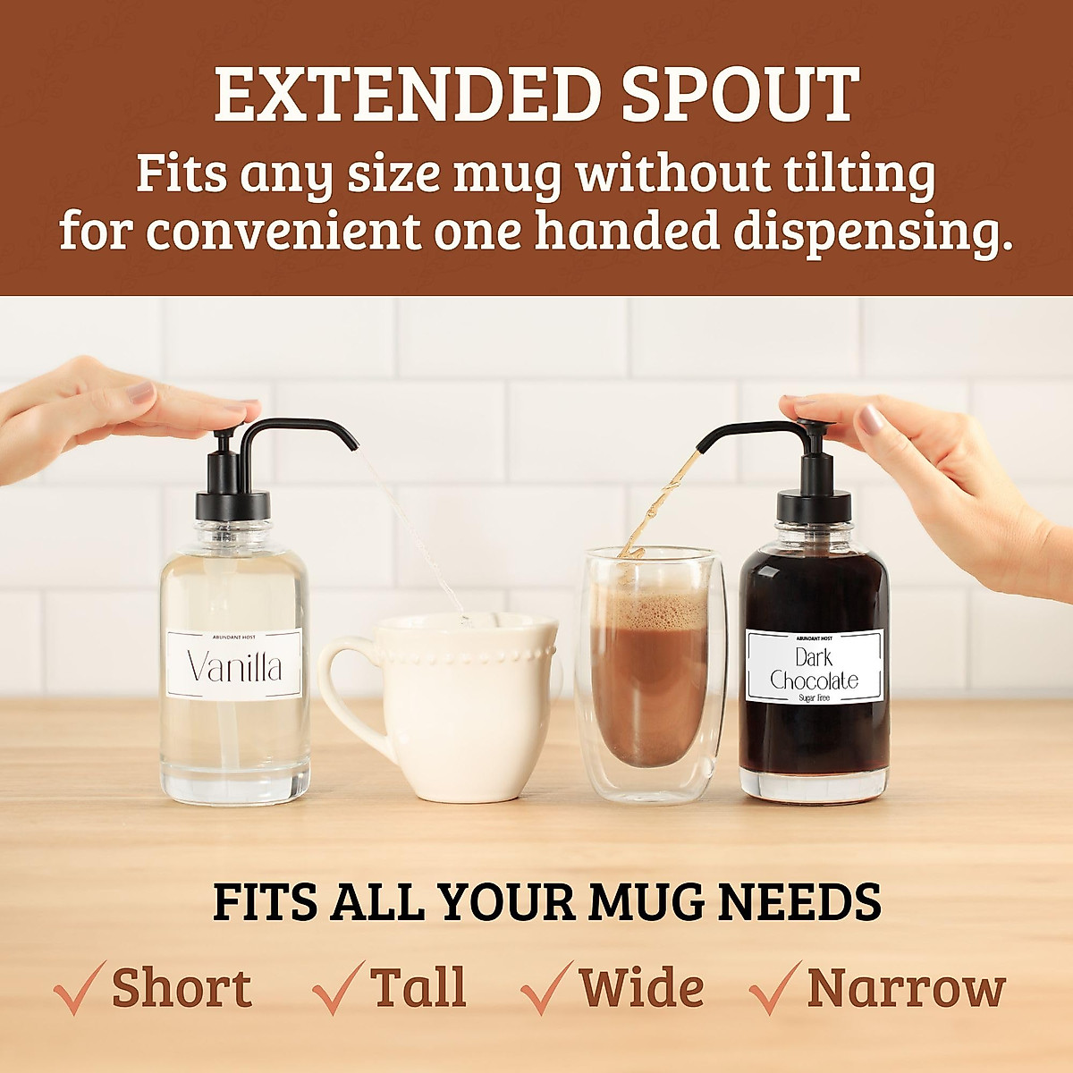 Coffee Syrup Dispenser with Pump, Set of 2, Coffee Bar Syrup Dispenser with Silicone Funnel, Glass Coffee Syrup Bottles for Coffee Bar, Black Syrup Pumps for Coffee Bar, Coffee Pumps for Syrup