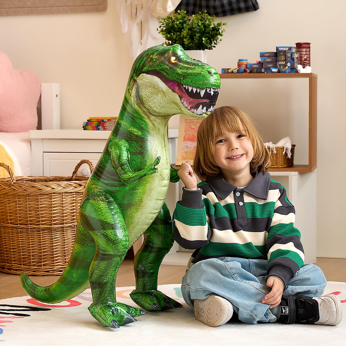 JOYIN 30” T-Rex Dinosaur Inflatable, Tyrannosaurus Rex Inflatable Dinosaur Toy for Party Decorations, Dinosaur Birthday Party Gift for Kids and Adults