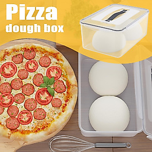 Xowine 4 Pack Stackable Pizza Dough Proofing Containers with Lids and Handle, 15 L Rectangular Clear Food Storage Container with Airtight Lid, 15.31" L x 10.79" W x 6.69" H