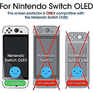 amFilm OneTouch Screen Protector Designed for Nintendo Switch OLED model 2021 - With Auto Alignment Kit, Bubble Free, Glass, 2 Pack