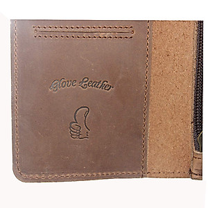 Baseballfan Super Quality New Vintage Cowhide Baseball Glove Leather Wallet with Centre Filed Pattern Wristlet Bag RFID Blocking Wallet in Gift Box for Lady's Gift