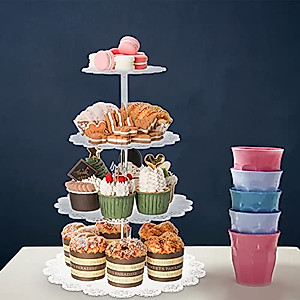 Coloch 4-Tier Acrylic Cupcake Display Stand for 45 Cupcakes, Clear Round Dessert Pastry Tower Stand Cake Stand for Birthday, Wedding, Party, Buffet, Cafe, Bar Decor, 6/8/10/12 Inch