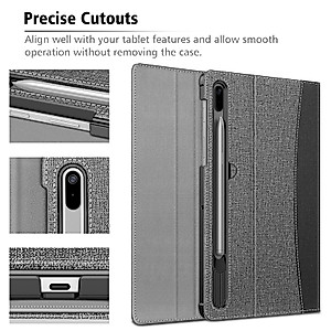 Fintie Case for Samsung Galaxy Tab S8 Plus 2022/S7 FE 2021/S7 Plus 2020 12.4 Inch with S Pen Holder, Multiple Angle Portfolio Cover with Pocket Auto Sleep/Wake, Gray