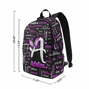 Custom School Backpack with Name for Daughter Son, Custom Text Logo School Bag Personalized Casual Daypacks Multipurpose Laptop Backpack Bookbag with Lunch Box Bag for Kid Boy Girl Back School Gift