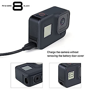 SOONSUN Aluminum Side Door Cover for GoPro Hero 8 Black Removable Replacement Battery Door Cover with Type-C Port for GoPro Hero8 Black, Charging Without Removing Battery Door