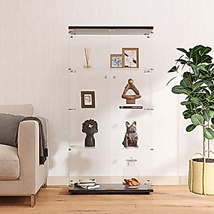 Zacis Modern 4-Tier Tempered Glass Display Case, Floor-Standing Showcase Display Cabinet with Lock, Display Shelf Curio Cabinet with Glass Doors for Collectibles, Trophy, Action Figures, China