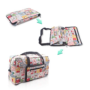 White Dog Foldable Easy-to-carry Travel Bag for airplanes with adjustable strap - Random Color