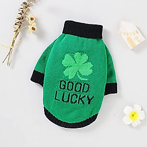 Sweaters Dog Winter Warm Clothes - Hoodies Jackets Sherpa Dog Apparel & Accessories Puppy Small Medium Large pet Clothes Holiday Party cat Dog St. Patrick's Day Black Green 12LBS