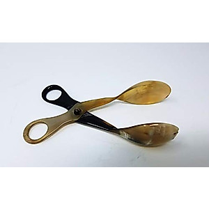 Hand crafted Natural Material Horn Salad Servers Ergonomic Scissors Shape Buffet Tongs Buffet Party Catering Serving Tongs Salad Tongs Cake Tongs Bread Tongs Kitchen Tongs Set of 2