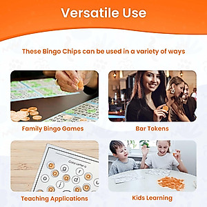 MR CHIPS Magnetic Bingo Chips with Metal Ring 3/4 Inch 300 Upgraded Pieces Orange Transparent - Available in 7 Colors A Reusable Storage Bag