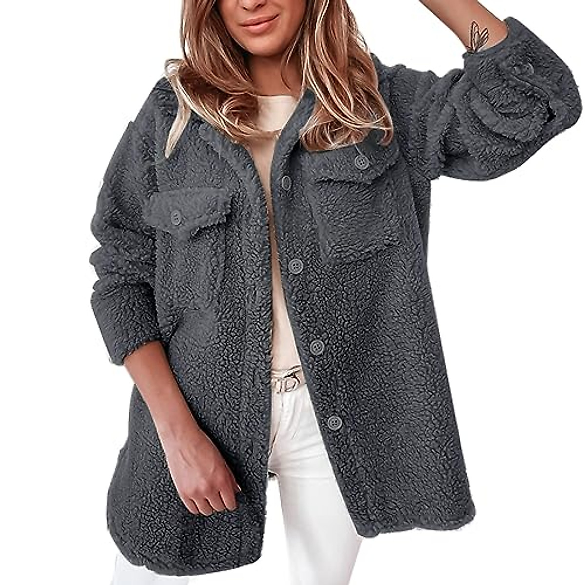 CHUOAND Women's Lapel Long Sleeved Coat,gifts for women under 5 dollars,coupons & promo codes,winter coats for girls sale,$1 stuff,women s winter coats sale