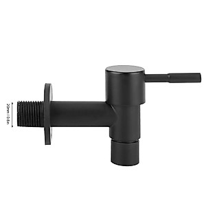 TOPINCN Single Cold Sink Faucets, G1/2in Male Thread Bathroom Stainless Steel Black Quick Single Cold Faucet Mop Pool Water Tap(Black Short mop Pool Faucet)