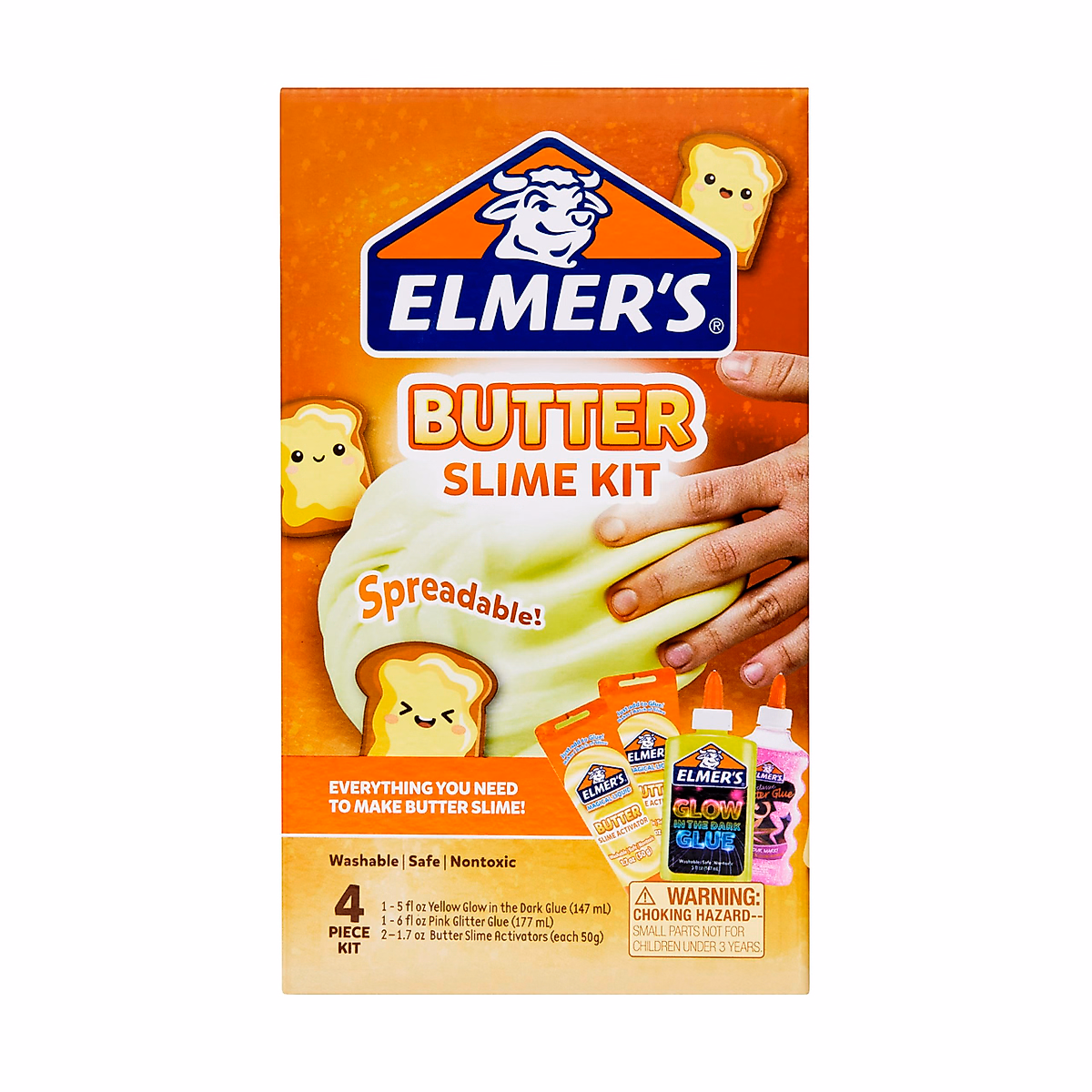 Elmer’s Butter Slime Kit, Includes Elmer’s Glow in The Dark Glue, Elmer’s Glitter Glue, Elmer’s Butter Slime Activator, 4 Count