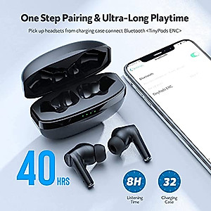YYK Bluetooth Headphones Wireless Earbuds Touch Control Bluetooth 5.0 40H Playtime with Portable Mini Charging Case 4 Mic Call Noise Cancelling in-Ear Earphones for Sport Running Fitness Black