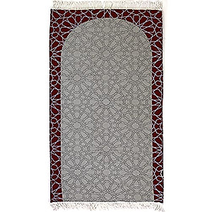 Modefa Turkish Islamic Prayer Rug - Foldable Orthopedic Foam Janamaz - Thick & Comfortable Padded Muslim Praying Mat for Men & Women - Ramadan or Eid Gift - Selcuk Star with Carry Case (Red)