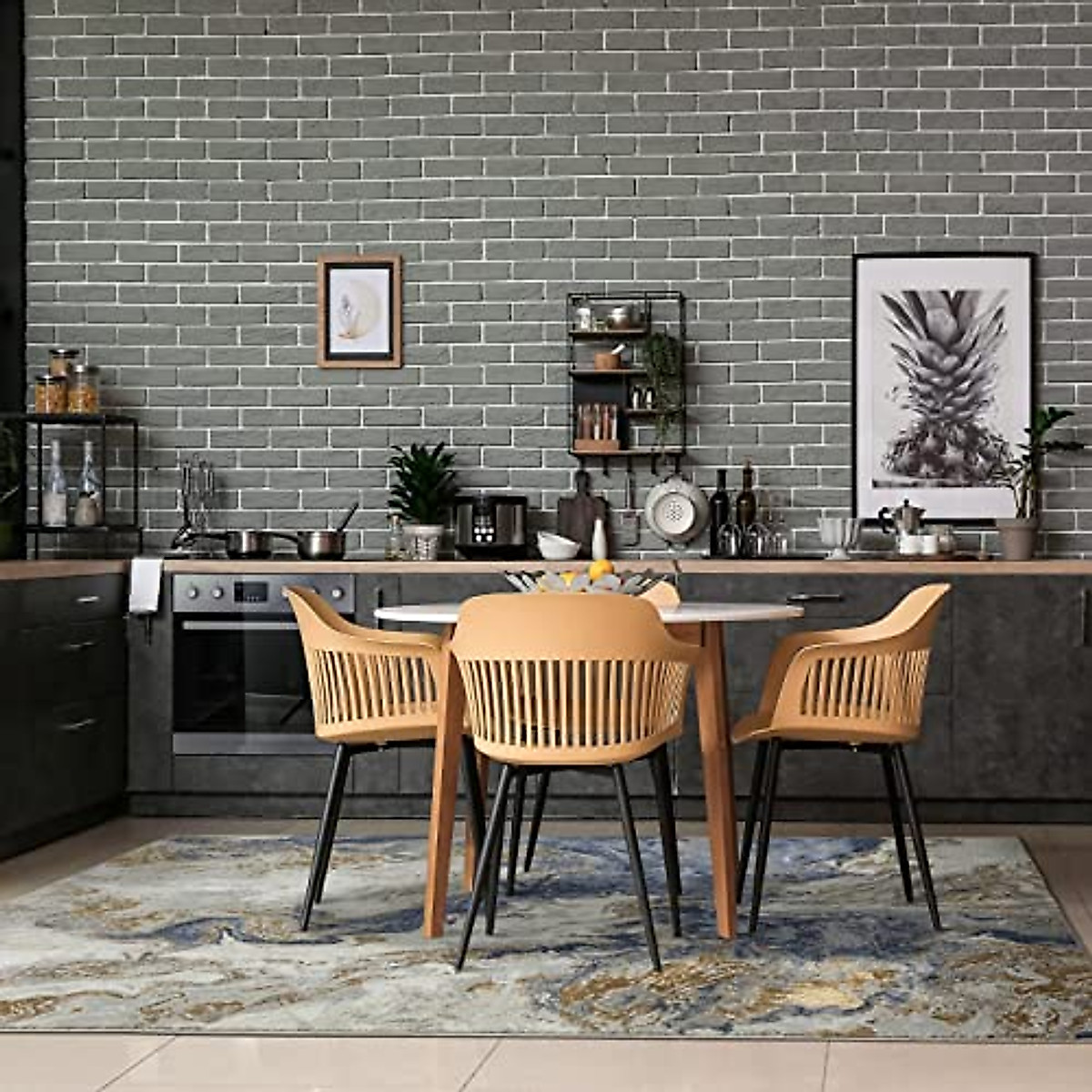 LUXE WEAVERS Marble Collection Blue Area Rug 2x7 Modern Abstract Swirl Design Non-Shedding Carpet