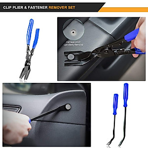 Dualeco Trim Removal Tool Set 102Pcs, Car Trim Puller Tool Kit, Plastic Pry Tools Set for Trim/Panel/Door/Audio, Auto Clip Pliers/Fastener Remover Set, Car Terminal/Stereo Removal Tool