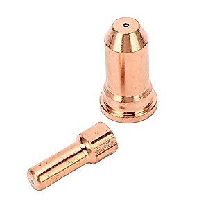 Plasma Cutter Torch Nozzle, 10Pcs Copper Standard Size Lightweight Nozzle Electrode Kit High Temperature Resistant Easy to Use for Replacement