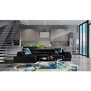 ZURI Encore Black Leather L-Shaped Sectional with Adjustable Headrests - Left Chaise