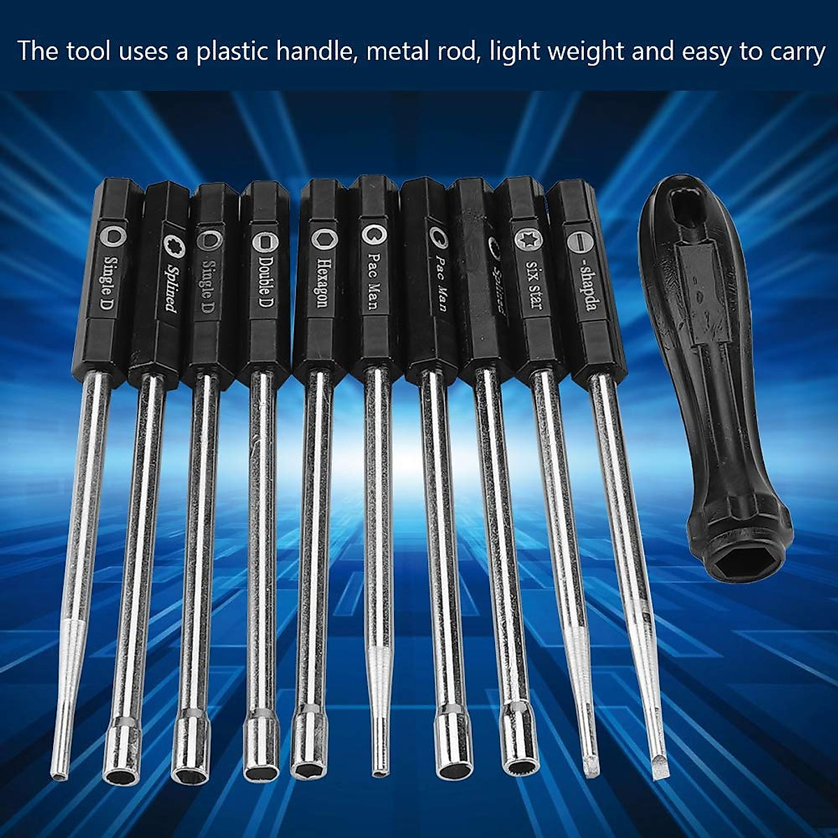 Rushbom Adjustment Screwdriver with Storage Box, 10PCS Carburetor Adjustment Set Screwdriver Card Tool Splined Pacman Double D Type