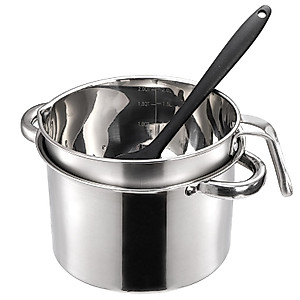 ZENFUN Double Boiler Pot Set with Silicone Spatula, 2000ML/1.8QT Chocolate Melting Pot with 2800ML/2.54QT Stainless Steel Pot, Candy Melting Pot, Chocolate Melter for Butter, Caramel, Cheese, Wax,