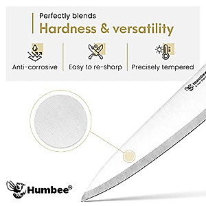 Humbee - Chef Knife 8 Inches - Stainless High Carbon Steel Full Tang Blade for Pro and Personal Use Ergonomic Handle Comfortable Grip