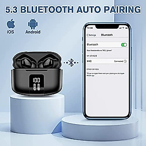 True Wireless Earbuds with 4 Mic, 5.3 Bluetooth Headphones with Dual LED Power Display, 35H Playtime in-Ear Earphones with Microphone , IPX5 Waterproof Ear Buds for Android iOS Gaming Laptop TV Sport