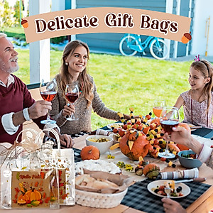Paterr 24 Pcs Thanksgiving Clear Gift Bags with Handles Thanksgiving Gift Bags Fall Gift Bags Thanksgiving Treat Bags Pumpkin Gift Bags 7.87 x 7.87 x 3.15 Inches for Autumn Thanksgiving Party Supplies