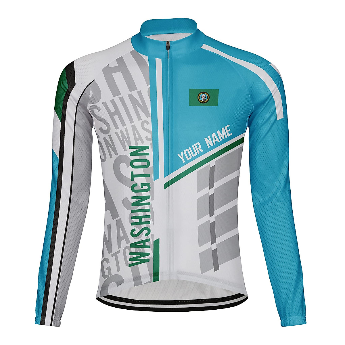 Luisbibe Customized Washington Winter Thermal Fleece Men's Cycling Jersey Long Sleeve (ML100050-1, XXL)