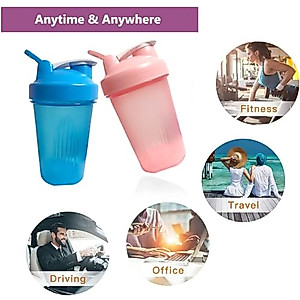 EBAT Shaker Bottle in Dark Black (Lid & Body)w. Classic Loop Hook & Measurement Marks of 12 Oz/400 ML,A Small Stainless Whisk Blender Ball - Anti-Slip,BPA Free,PP5 Certified,Leak Proof,Dishwasher Safe