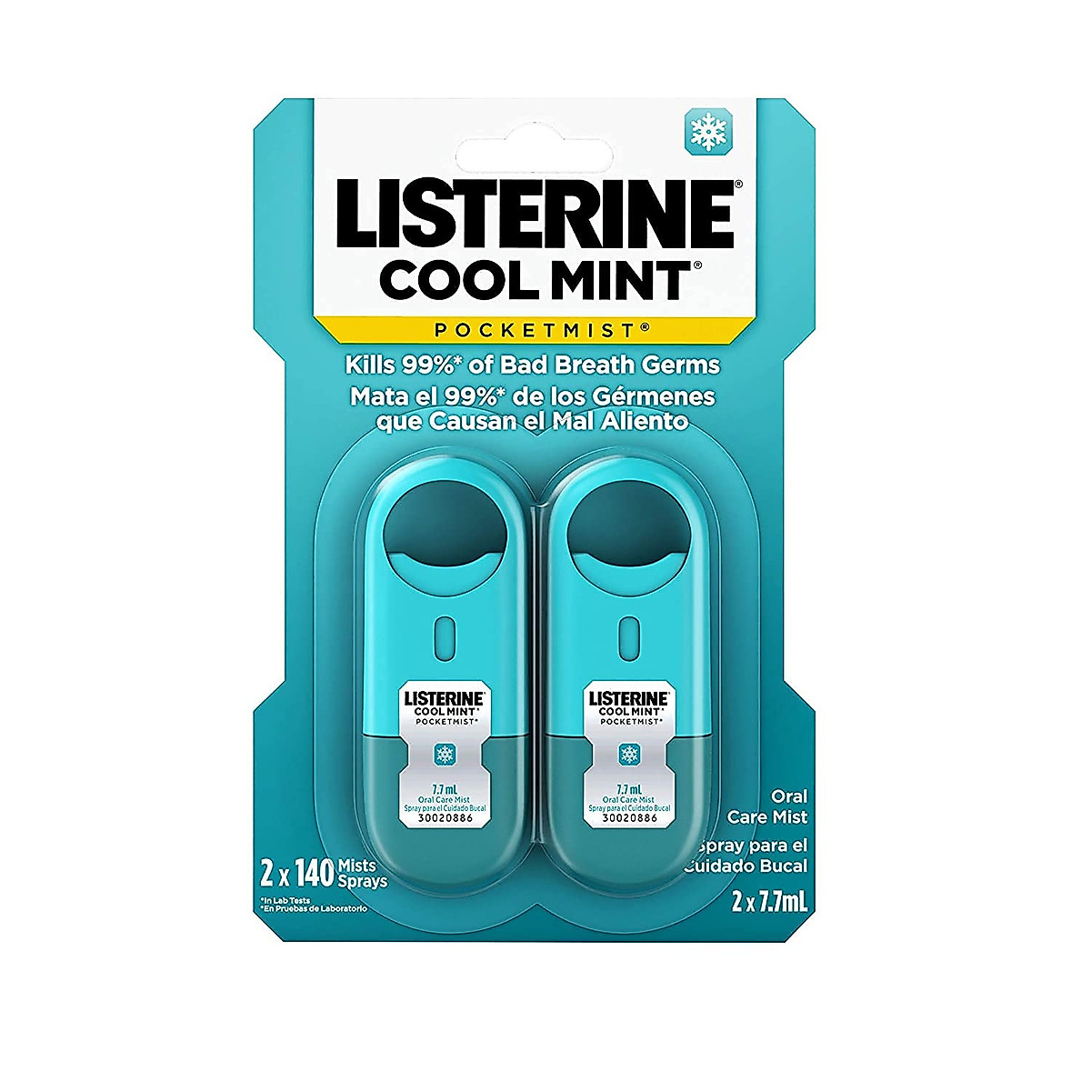 Listerine Pocketmist Cool Mint Oral Care Mist to Get Rid Of Bad Breath, 2 Pack ( Pack of 8)