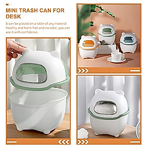 UPKOCH Round Dining Table Mini Animal Desktop Trash Can Swing Lid Small Paper Wastebasket Tabletop Garbage Bin Round Countertop Trash Container for Home Office Plastic Bins
