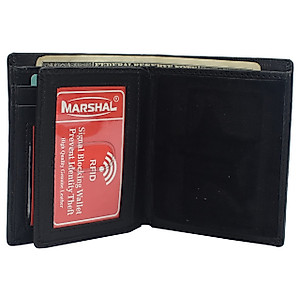 MARSHAL Genuine Leather RFID Blocking Five-point Star Hidden Badge Holder Wallet