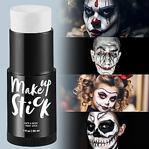 Spooktacular Creations Halloween Makeup Face and Body Paint Makeup Stick , Oily Waterproof Foundation Stick for Cosplay Zombie Skeleton Clown for Adult and Kids Party Dress Up (1 Oz, White )
