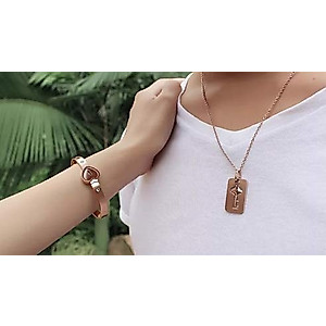 JRjewelry His and Hers Korean Style Rosegold Stainless Steel Hold The Key to My Heart Forever Lock Bangle Bracelet and Key Pendant Necklace Set-BR399