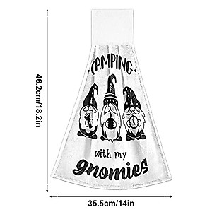Lhammer Camping Gnomes Kitchen Towels Summer Gnomies Hanging Hand Towels for Bathroom Decor 2 Pack Beach Fingertips Tie Towels with Loop 12"x17"