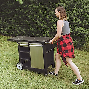 Razor Universal Rolling Prep Cart with Shelves and Storage Drawer for Portable Outdoor Griddle and Grills, Accessory Only, Black