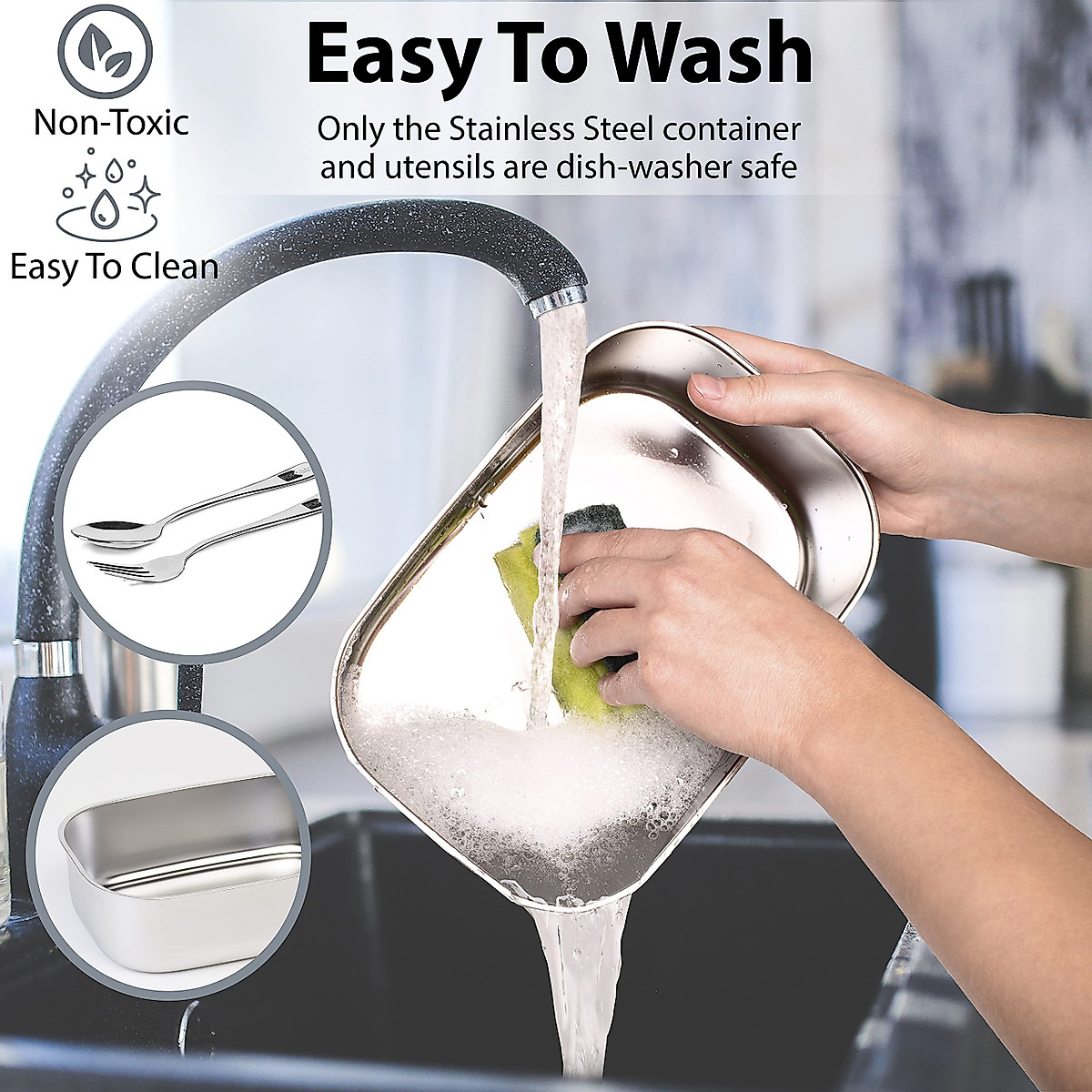 FORABEST Electric Lunch Box Food Heater Upgraded 60W Leakproof 2-in-1 Portable Food Warmer Lunch Box for Car & Home with Power on Button, Removable Container, Large Fork, Spoon (Green & Blue)