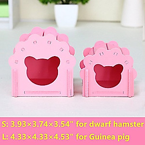 Hamster House Cage Wood Chew Toy DIY Colorful Hut for Hamster Gerbil Rat Small Animals Hideout with Free Hamster Lead Leash (L, Green)