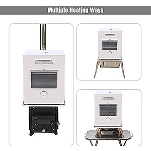 REDCAMP 14"H Foldable Camping Oven with 3 Tier Grill, Stainless Steel Portable Camping Stove for Baking Cinnamon Rolls, Breads and Muffins with Wood Burning Fire,Propane Stoves,Campers,Baking BBQ