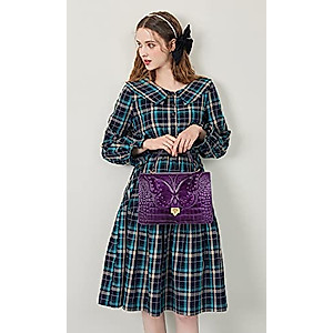 PIJUSHI Designer Crocodile Leather Handbags for Women Crossbody Satchel Bag with Butterfly(66296 Purple)
