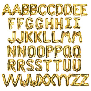 [52 PCS] 16" Foil Gold Letter Balloons 2 Sets of A-Z, Mylar Aluminum Hanging Alphabet for Graduation New Year eve Birthday Party Decorations