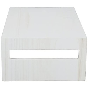 iDesign Renewable Paulownia Wood Collection Large Shelf Riser with Handles, 16" x 10.5" x 5.1", White Wash