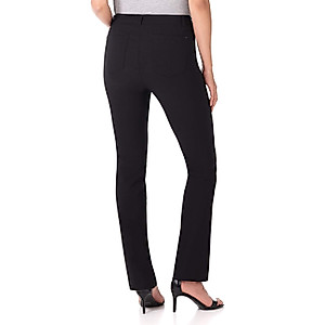 Rekucci Women's 5 Pocket Straight Leg Pant with Stretch Waistband (6, Black)