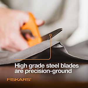 Fiskars The Original Handled Scissors, 8 Inch, Crafting, Paper Cutting, Multi Surface Use, Orange