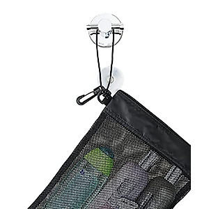 YUMA Active Shower Bag Tote, Mesh Caddy Toiletry Organizer 12”L x 9”W, Compact and Lightweight With Suction Cup, Cord for Hanging, Zipper and Drawstring Pouch 14”L x 10”W, Black