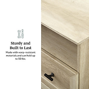 Walker Edison Clyde Classic 2-Drawer Bedroom Nightstand in White Oak