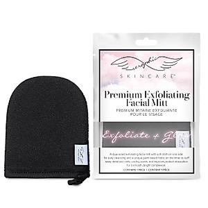 Seraphic Skincare Premium Exfoliating Facial Mitt – 100% Vegan Dual-Sided Face Mitten with Viscose & Washcloth – Facial Scrub Pad for Gentle Cleansing & Exfoliation – Natural Dead Skin Remover