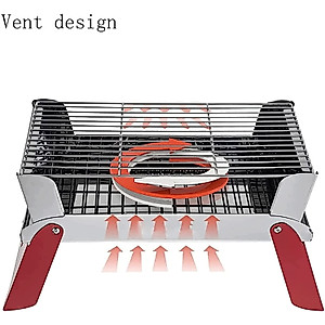 RMENST Charcoal Grill Mini Stainless Steel Folding Portable BBQ for Outdoor Cooking Camping Hiking Picnics